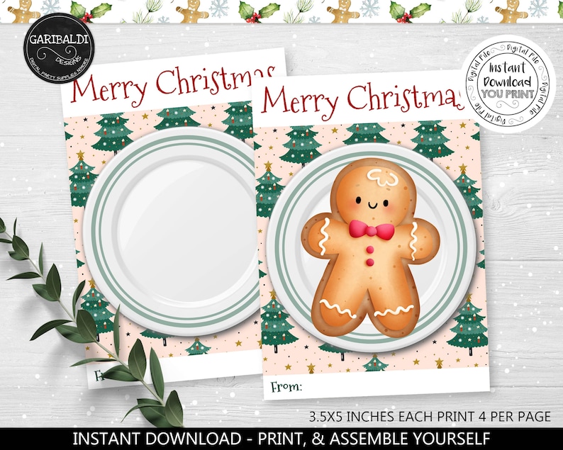 Printable Christmas Cookie Card Santa Cookie Tag Instant Download ...