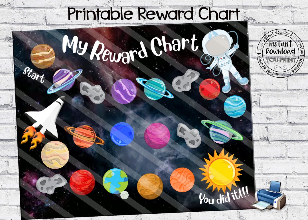 Printable Reward Chart, Space Incentive Chart, Space Reward Chart ...