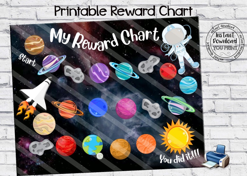 Printable Reward Chart Space Incentive Chart Space Reward | Etsy
