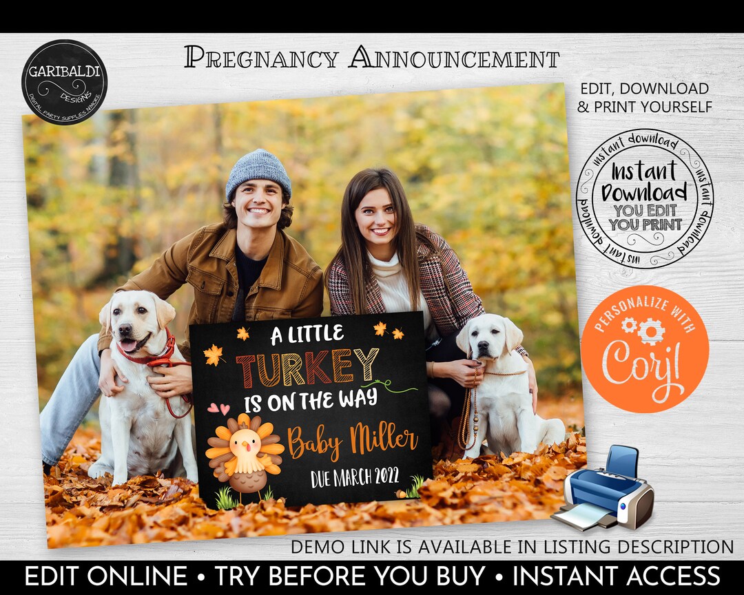 Little Turkey Pregnancy Announcement Sign Thanksgiving New Baby Photo ...