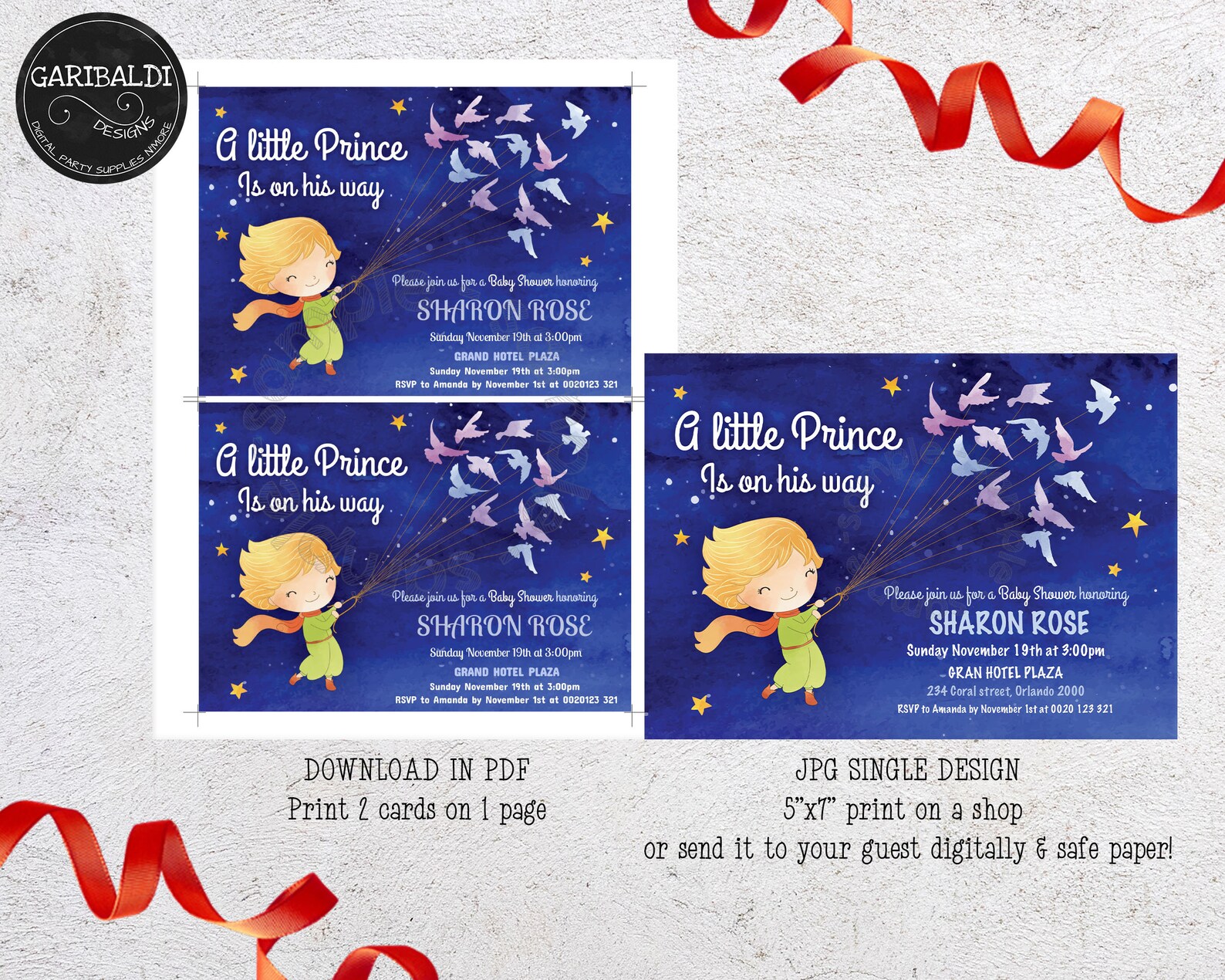 Editable Little Prince Invitation the Little Prince Printable - Etsy
