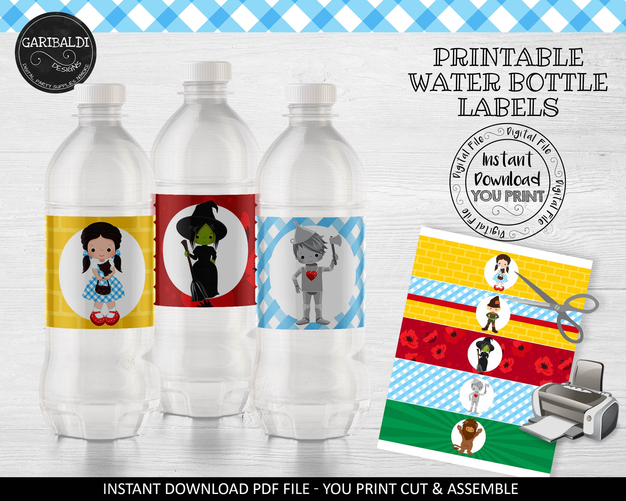 Instant Download Wizard of Oz Water Bottle Labels Printable Birthday ...