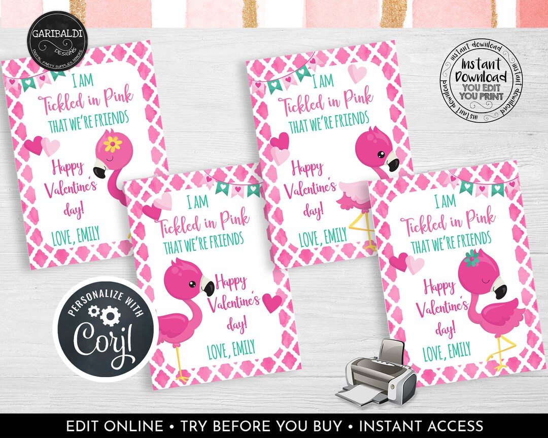 Editable Flamingo Valentine's Day Card Valentine's Day Flamingo Gift ...