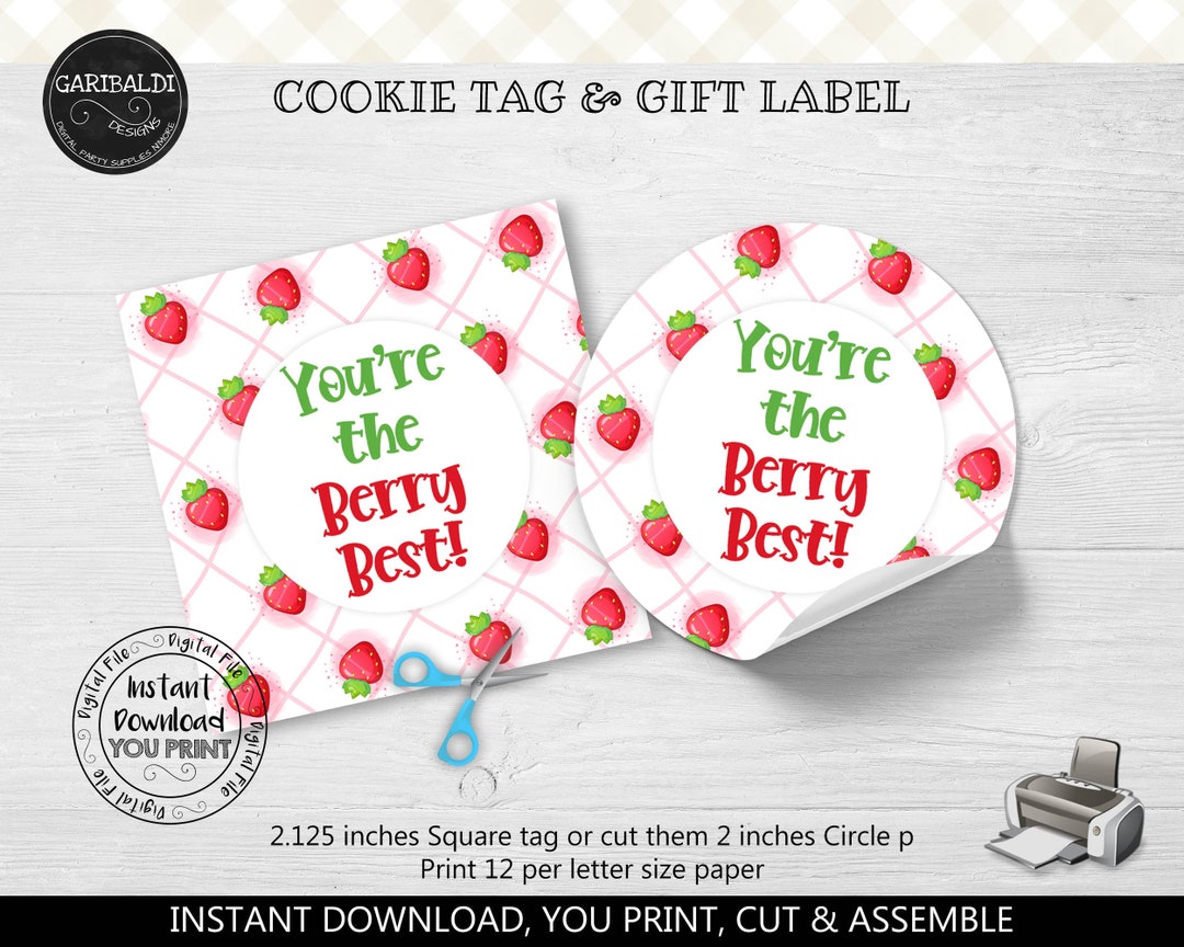 You're the Berry Best Favor Tag, Instant Download Valentine's Day Label ...
