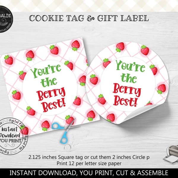 You're the Berry Best Tag Instant Download Printable Cookie Packaging ...