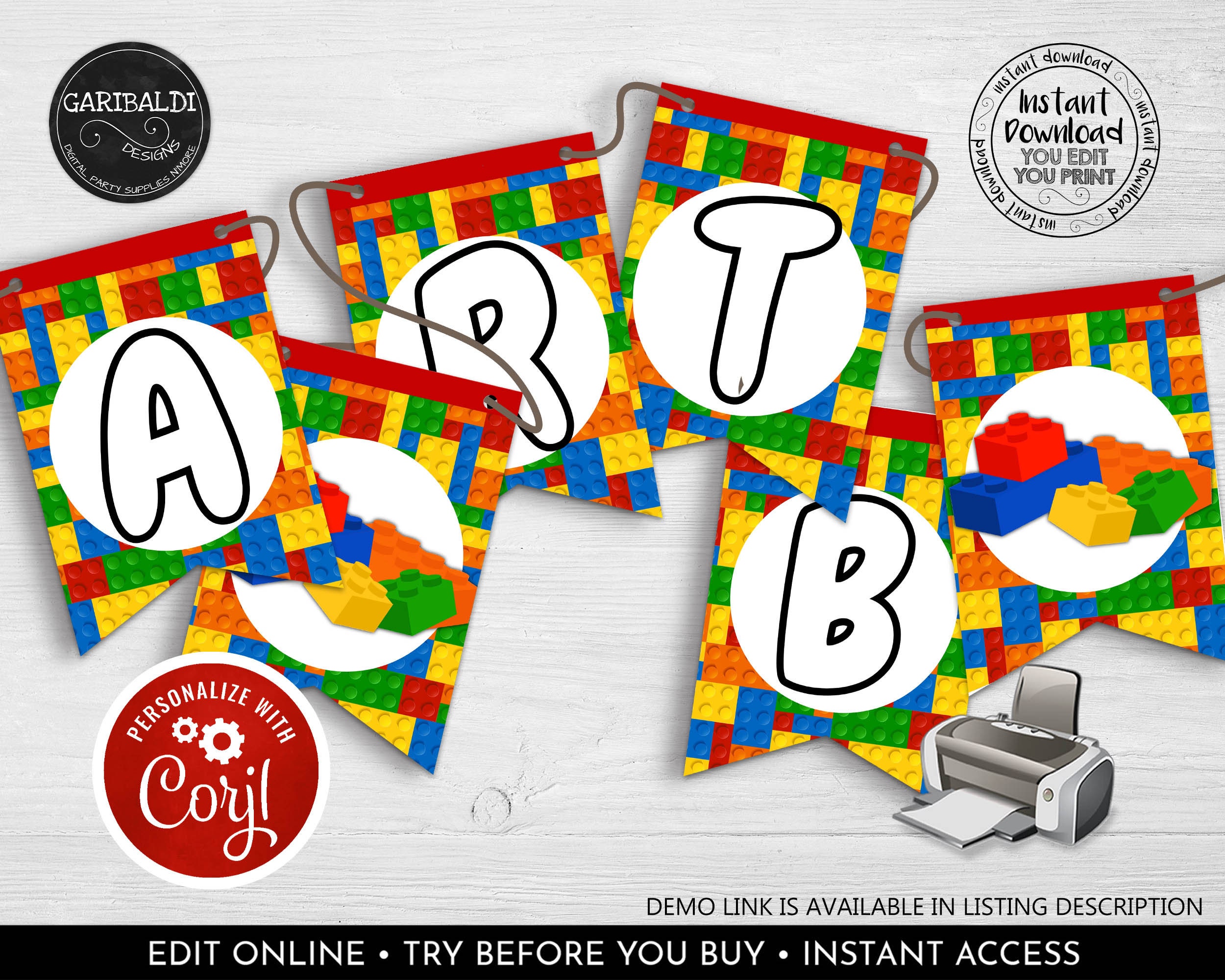 Editable Building Blocks Pennant Banner Printable Building Blocks ...