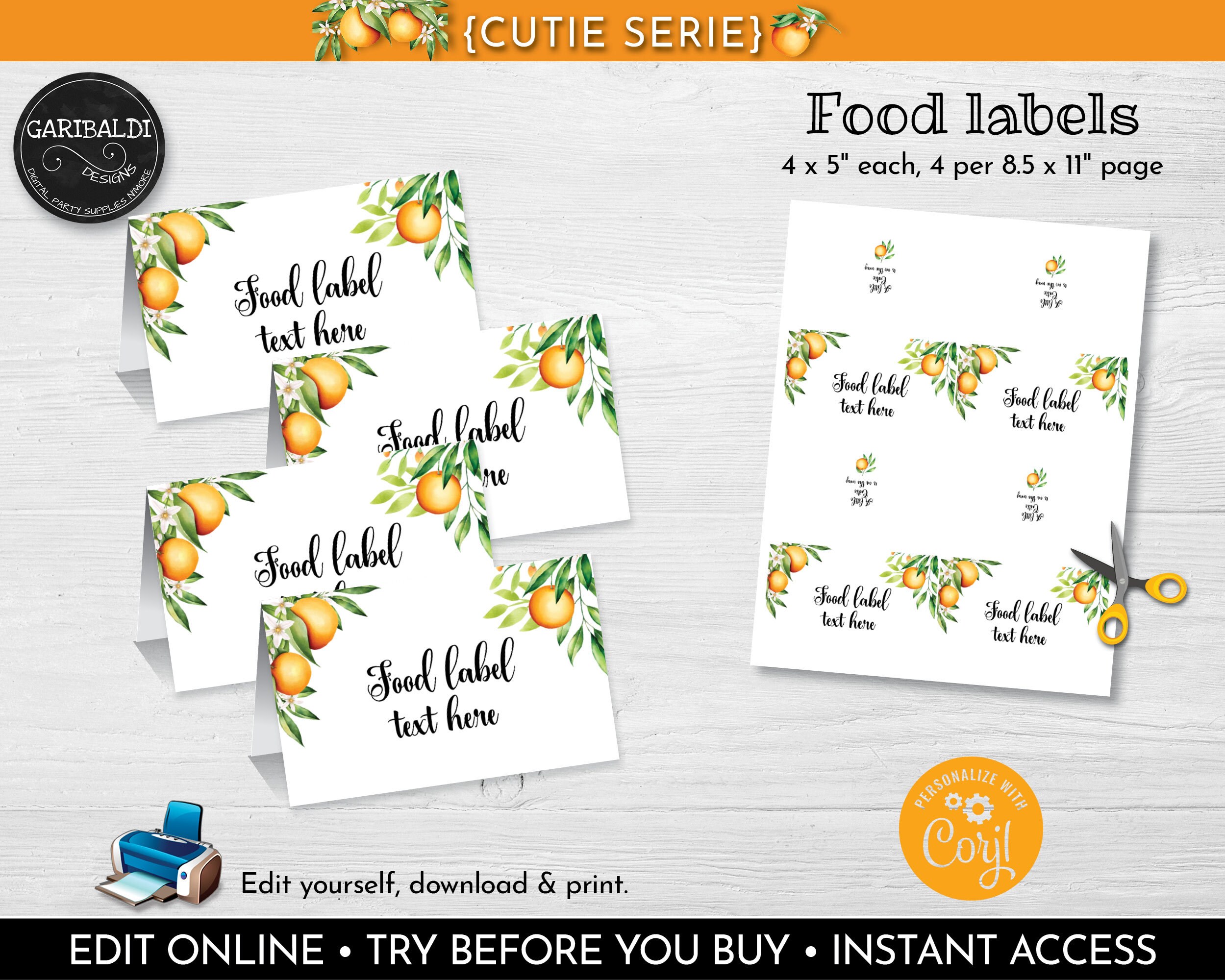 Editable Little Cutie Food Labels Place Cards Instant Download | Etsy