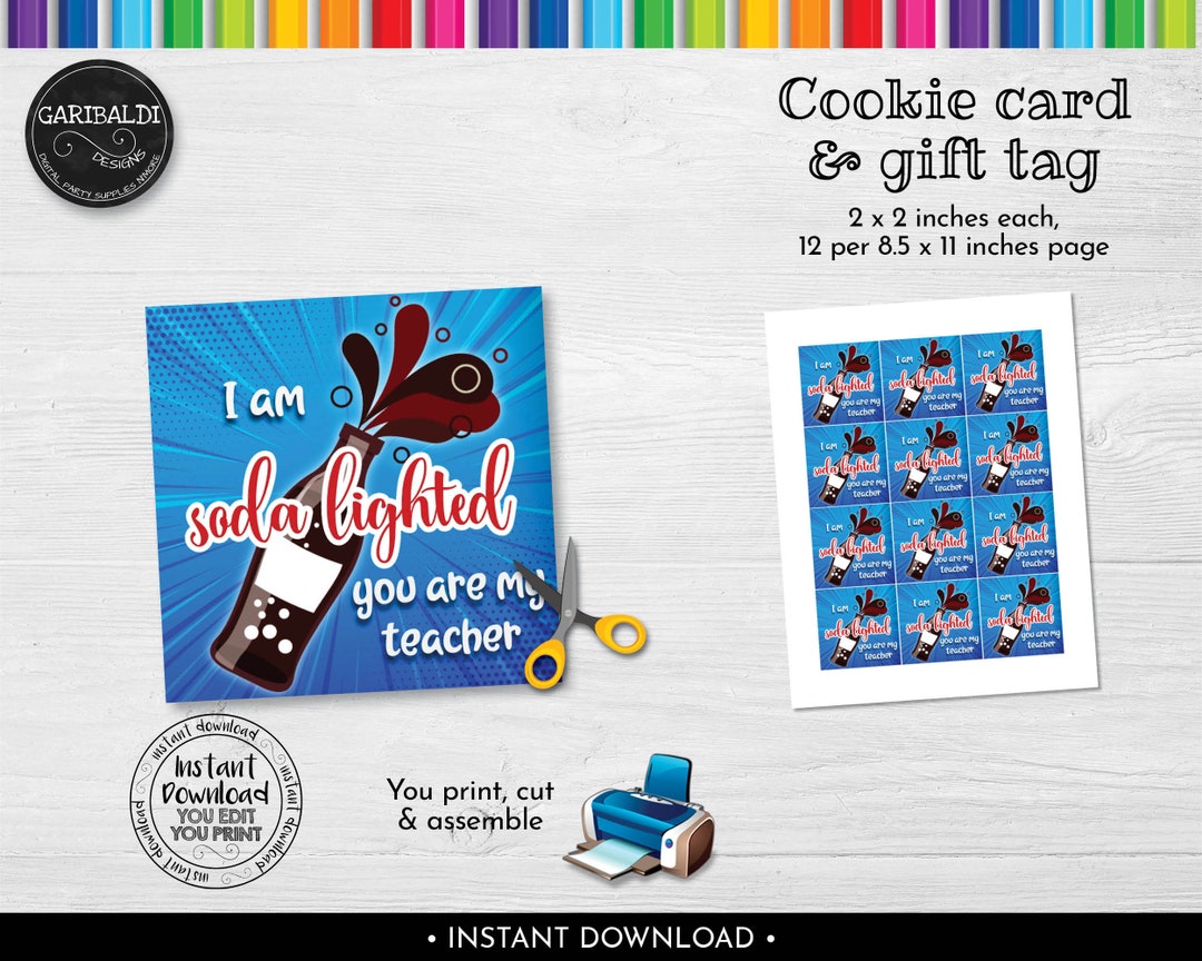 Instant Download I Am Soda-lighted You Are My Teacher Gift Tag ...