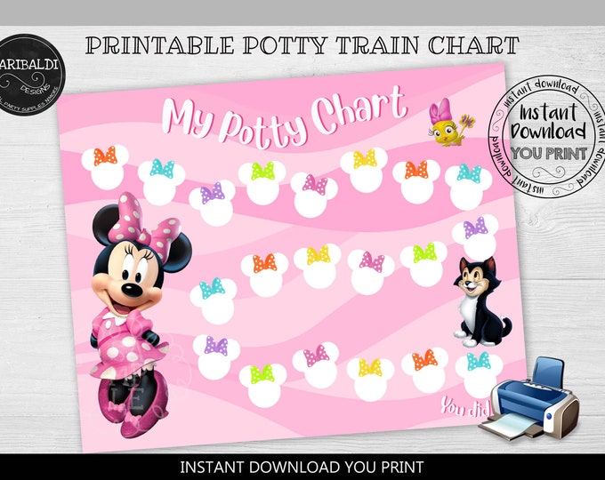 Editable Reward Chart, Editable Potty Chart, Printable Minnie Mouse ...
