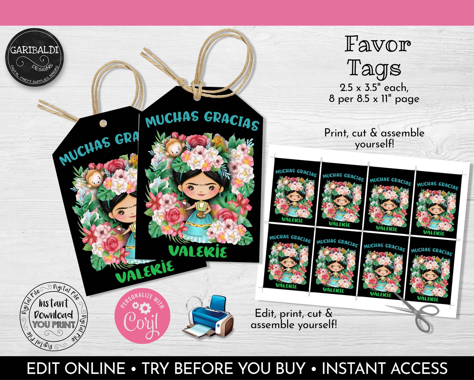 Editable Mexican Favor Tags Mexican Fiesta Gift Tag Instant - Etsy