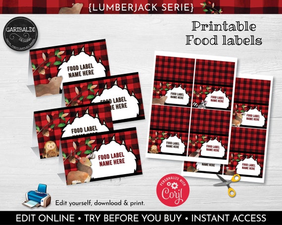 Stickers, Labels & Tags Paper & Party Supplies Labels Red Plaid Buffet ...