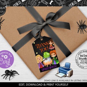 Editable Halloween Favor Tags Spooky Witch Gift Tags Printable ...