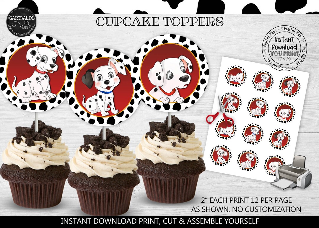 Instant Download Dalmatians Cupcake Toppers Printable Dalmatians ...