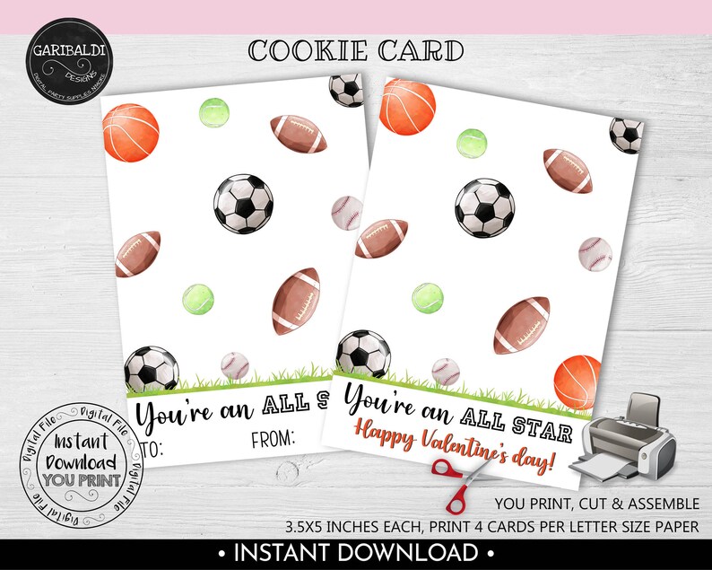 Valentine's Day Cookie Card, You Are an All Star Valentine Cookie Card ...