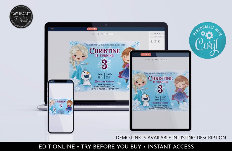 Frozen Party Invitation Editable Frozen Invite Winter Princess - Etsy