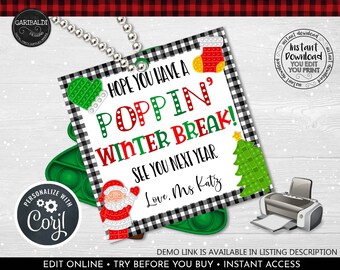 Christmas Pop It Tag Poppin Christmas Teacher School Gift - Etsy