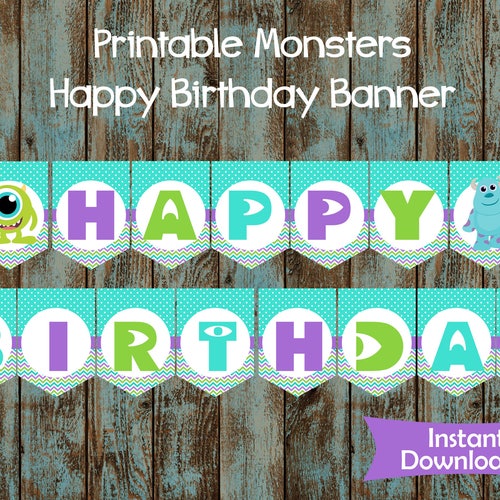 Instant Download Printable Monsters Banner Monsters Doors - Etsy