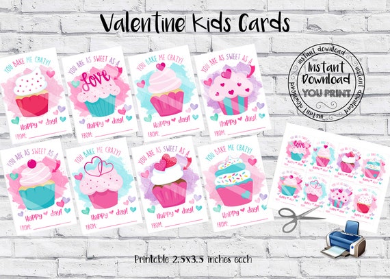 Printable Cupcake Valentine Cards Cute Donuts Valentine's | Etsy
