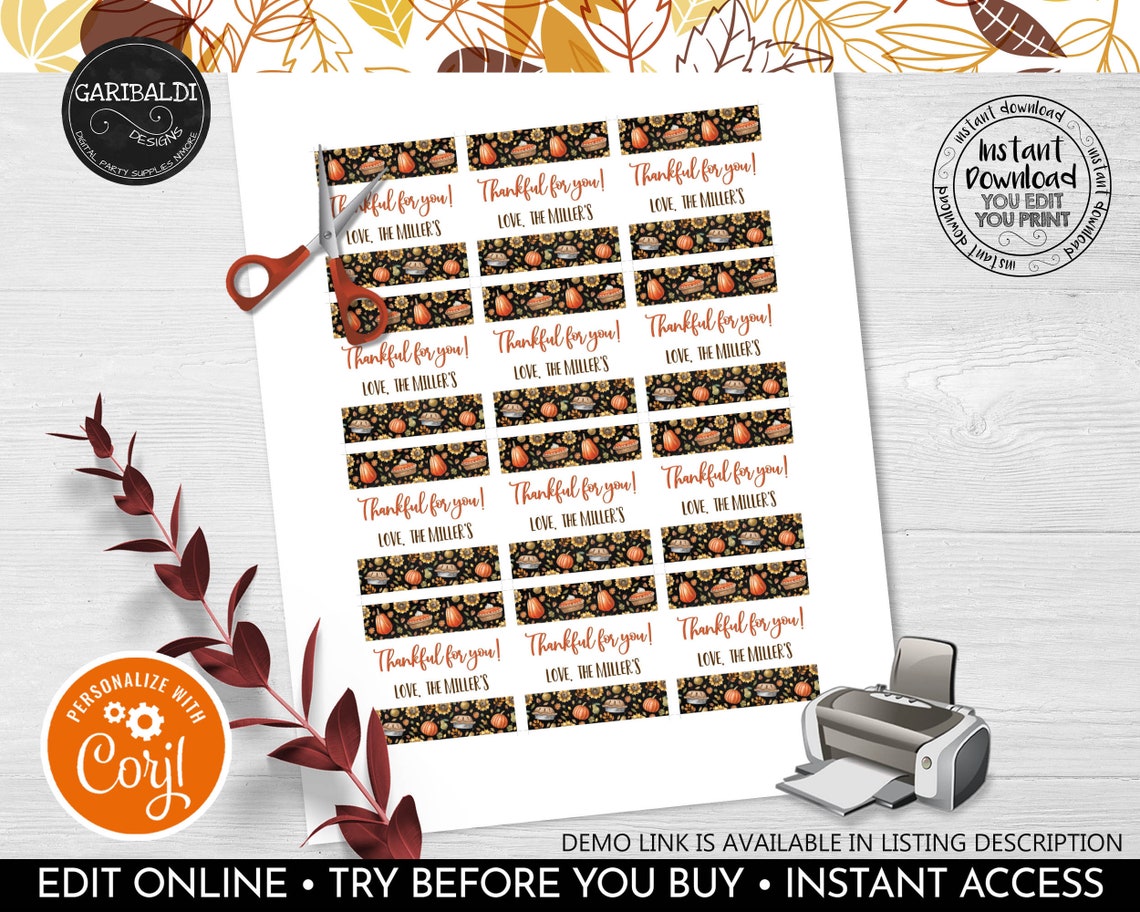 Editable Happy Fall Tags Thanksgiving Gift Tags Printable Pumpkin ...
