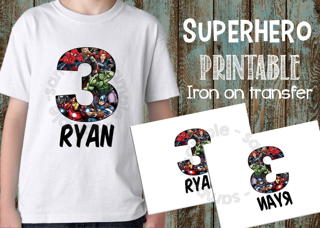 Printable Superhero Birthday Iron on Transfer, Custom Superhero ...