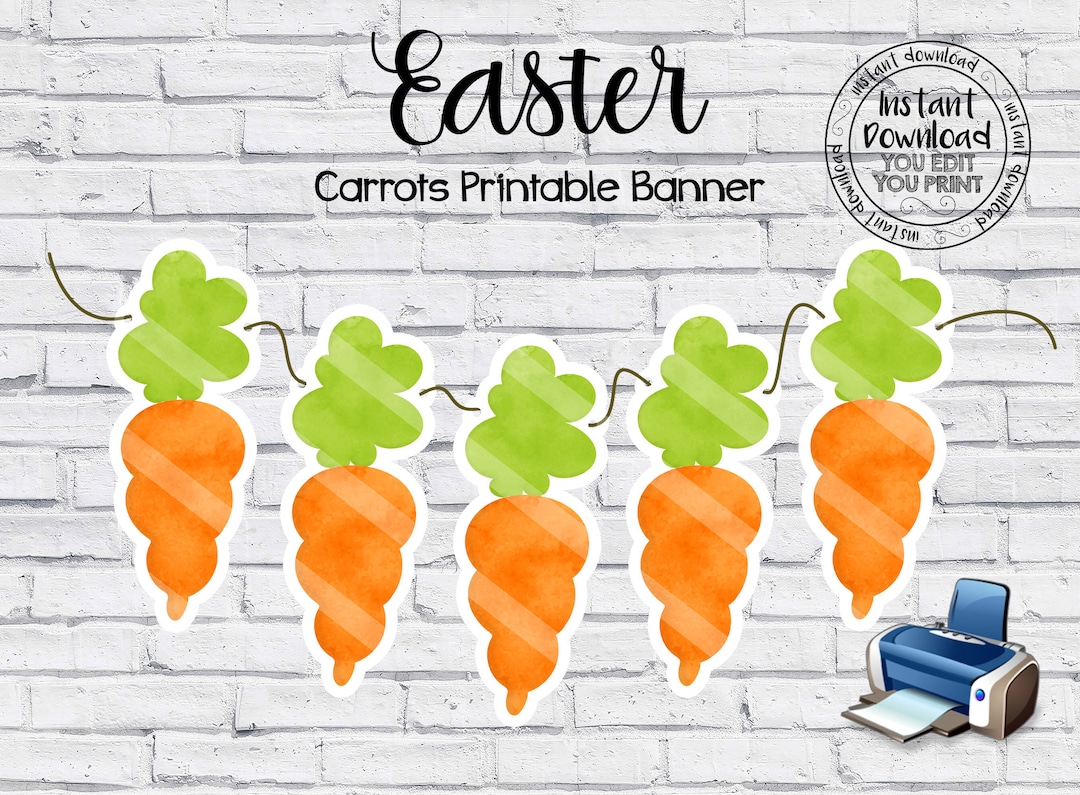 Printable Easter Banner Printable Carrot Banner Easter INSTANT DOWNLOAD ...