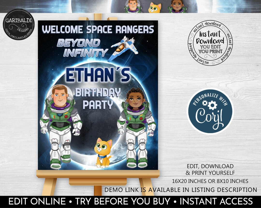 Editable Space Ranger Welcome Sign, Lightyear Welcome Board, Outer ...