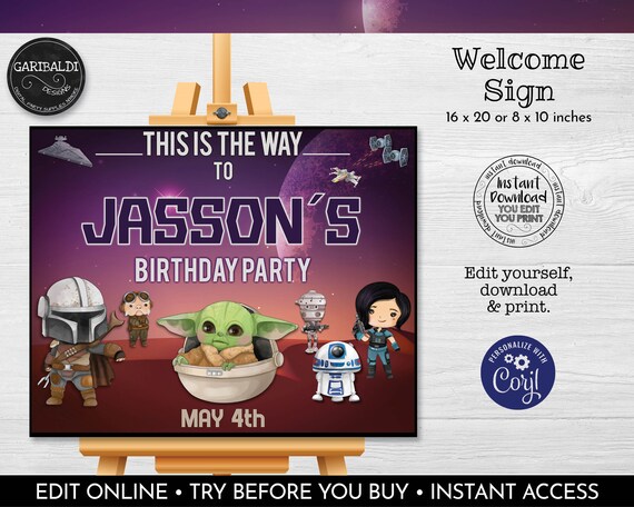 Editable Star Wars Welcome Sign Instant Download Star Wars | Etsy