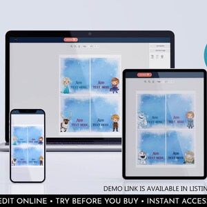 Frozen Food Labels Editable Frozen Place Cards Frozen Table Decor ...