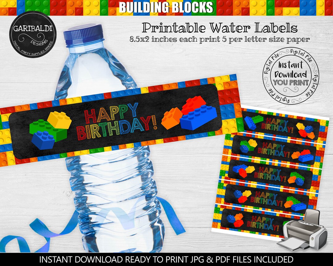 Building Blocks Water Bottle Labels Building Blocks Printable Labels ...