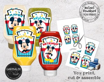 Instant Download Condiment Labels Printable Mayo Ketchup | Etsy