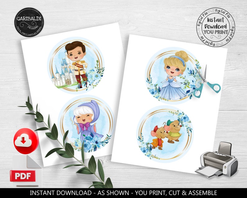 Printable Cinderella Centerpieces Princess Birthday Party Decorations ...
