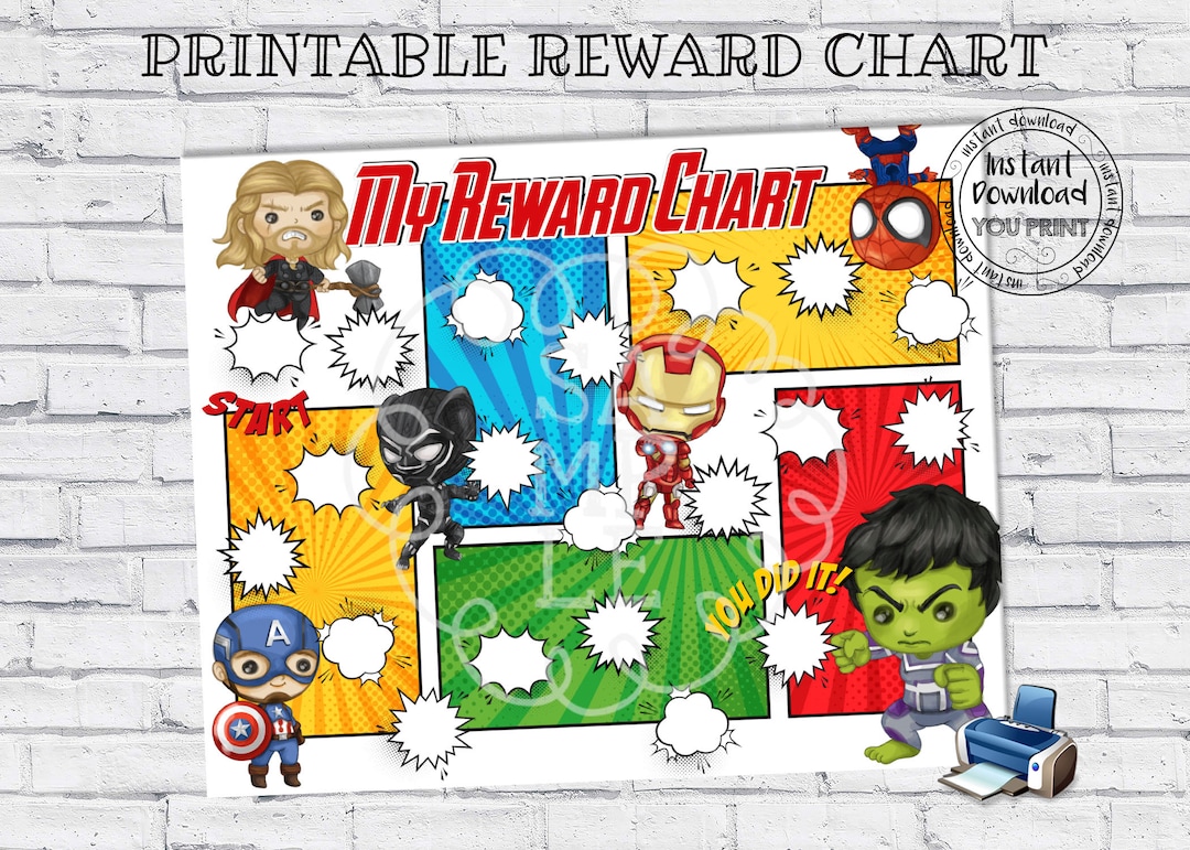 Printable Reward Chart, Superhero Reward Chart, Superhero Potty Chart ...