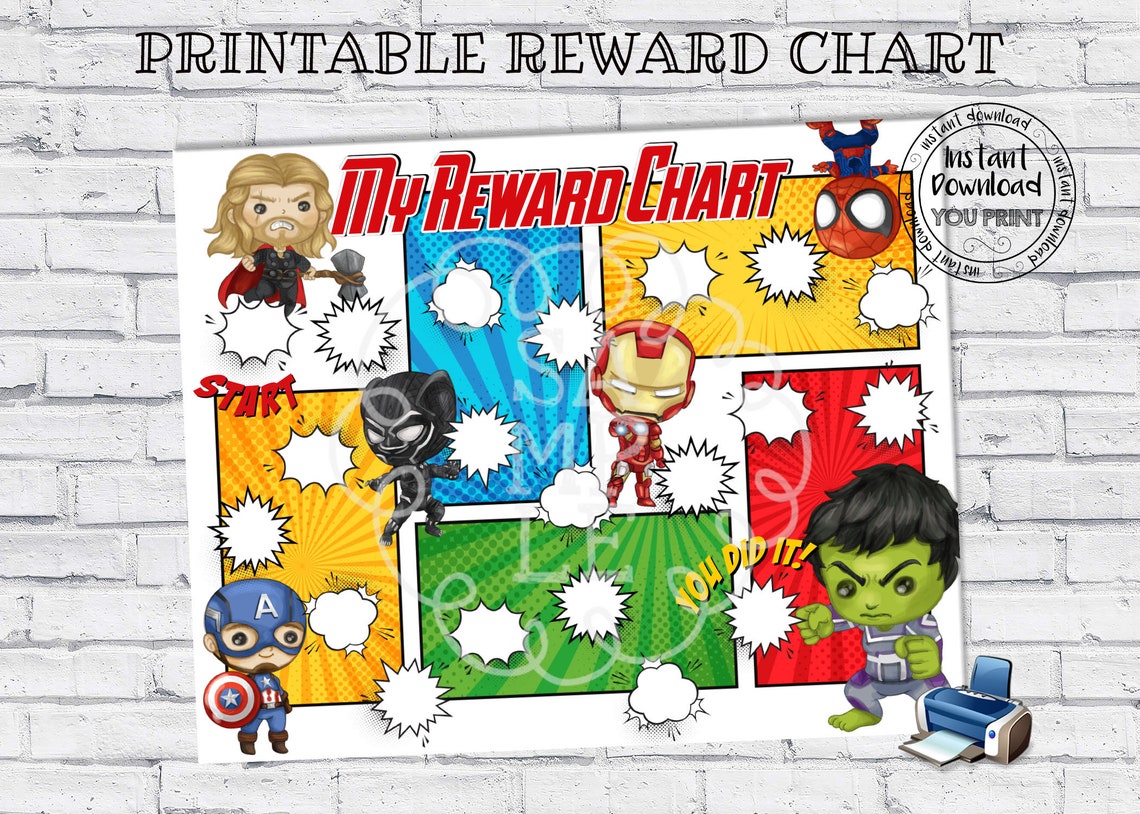 Printable Reward Chart Superhero Reward Chart Superhero - Etsy