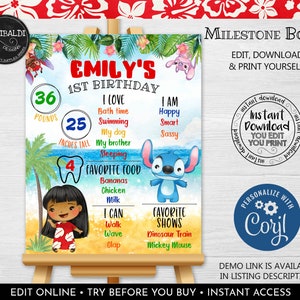 Editable Hawaiian Birthday Milestone Poster Luau Milestone | Etsy