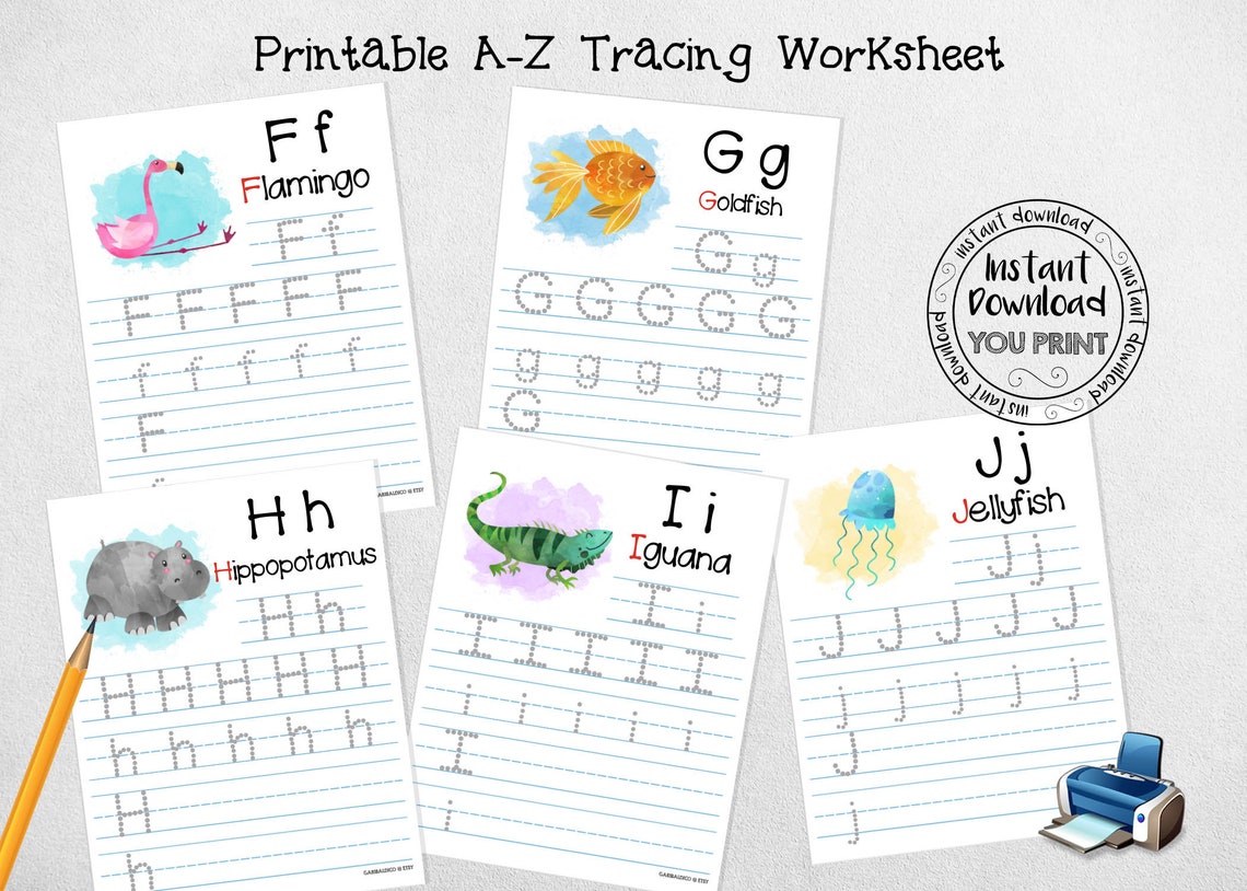 Alphabet Tracing Worksheets Alphabet Activity Alphabet | Etsy