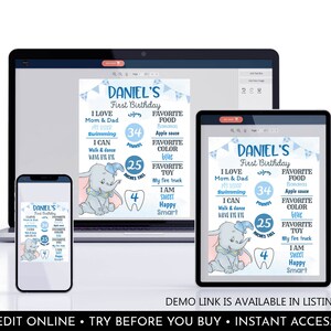 Editable Dumbo Milestone Board Dumbo First Birthday Board Dumbo ...