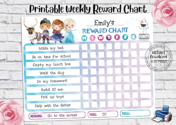 Instant Download Frozen Reward Chart Printable Frozen Chart - Etsy Finland