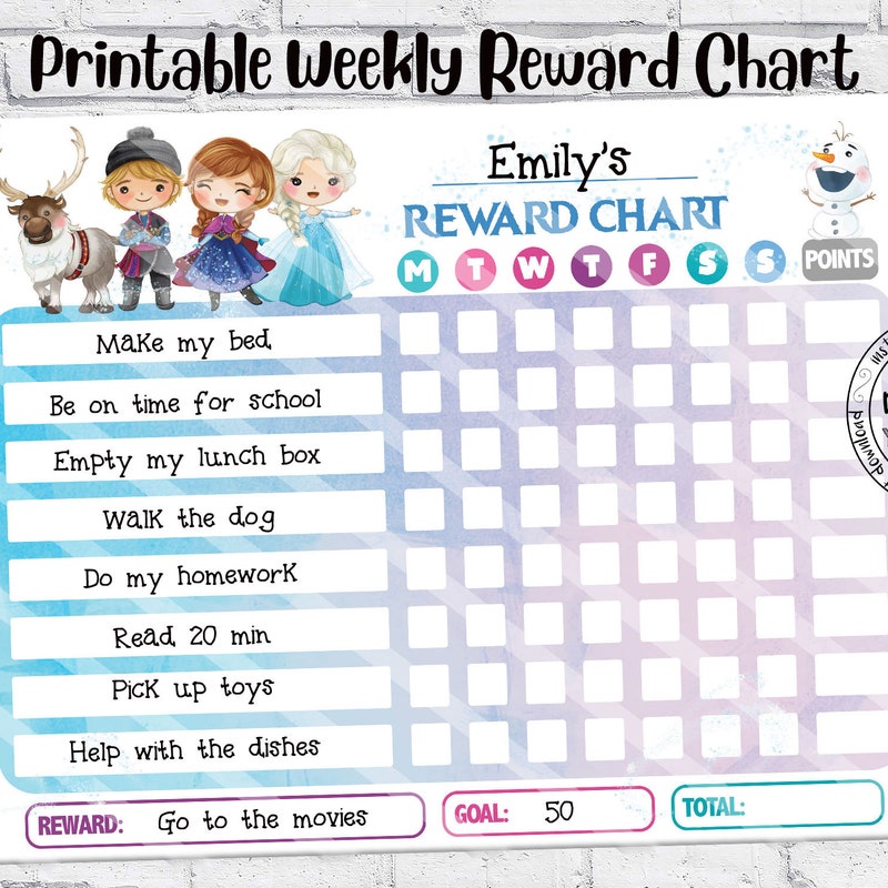 Frozen Chore Chart - Etsy