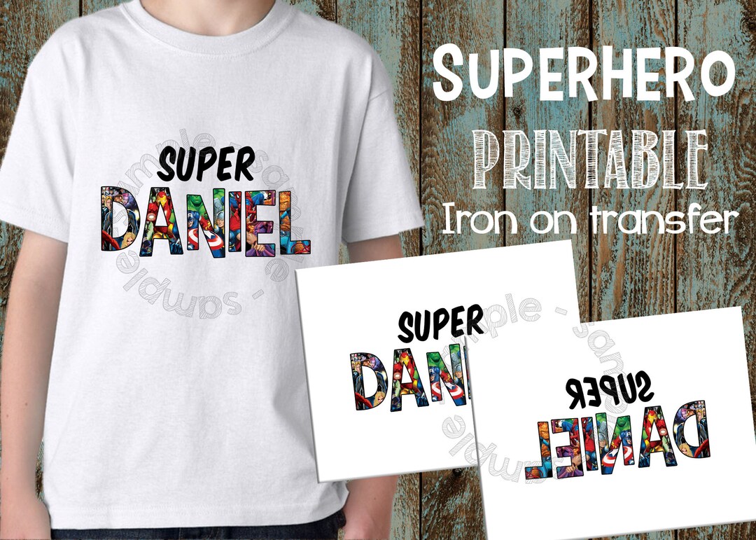 Printable Superhero Birthday Iron on Transfer, Custom Superhero ...