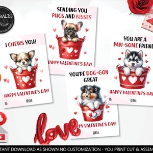 Printable Dog Valentine's Day Cards Puppies Valentine's Day School ...