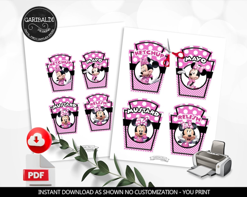 Minnie Condiment Labels Mayo Ketchup Mustard Relish Condiment Labels ...