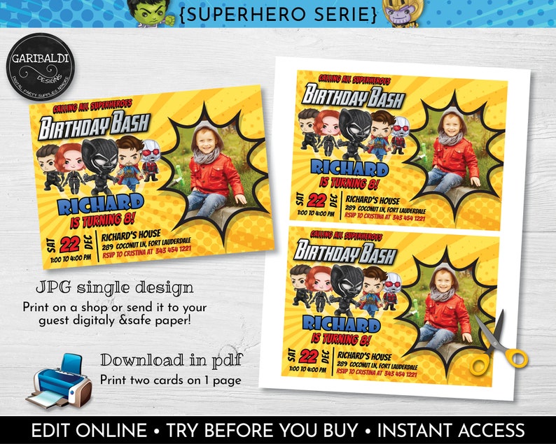 Editable Superhero Invitation Instant Download Superhero - Etsy