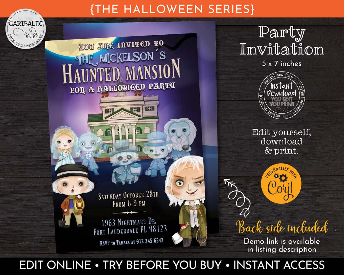 Editable Haunted Mansion Invitation Haunted Mansion Halloween | Etsy