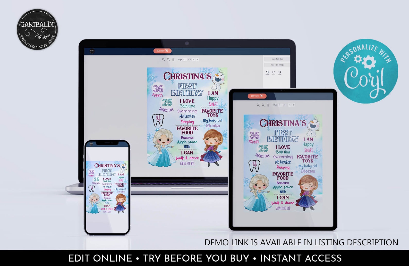 Frozen Milestone Board Editable Frozen Birthday Party Sign Printable ...