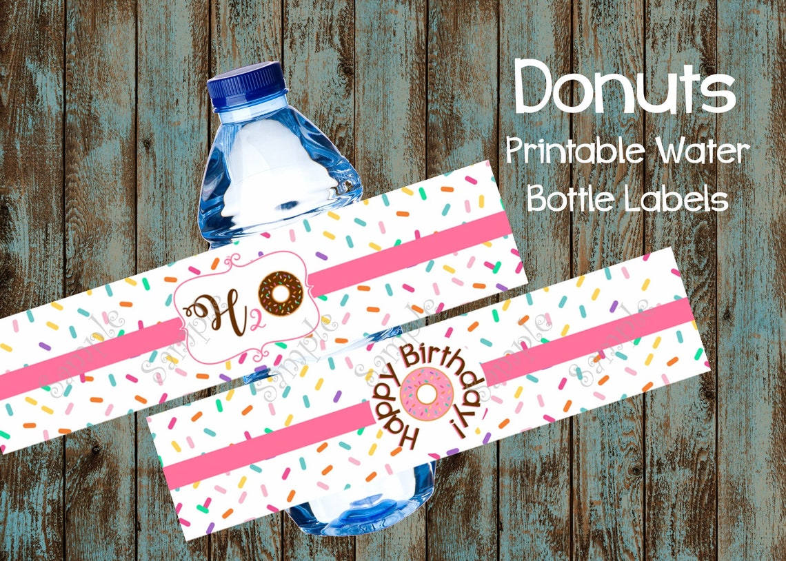 Printable Donuts Water Bottle Labels, Donuts Party Water Labels, Donut ...