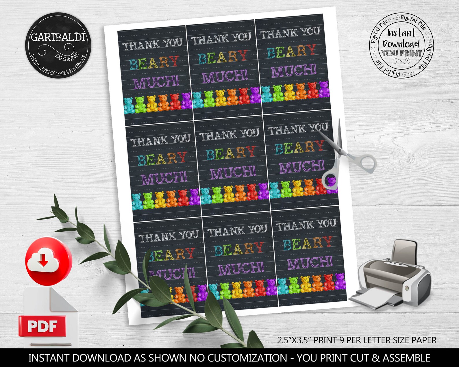 Teacher Appreciation Tags Thank You Beary Much Tag Gummy Bears Gift ...