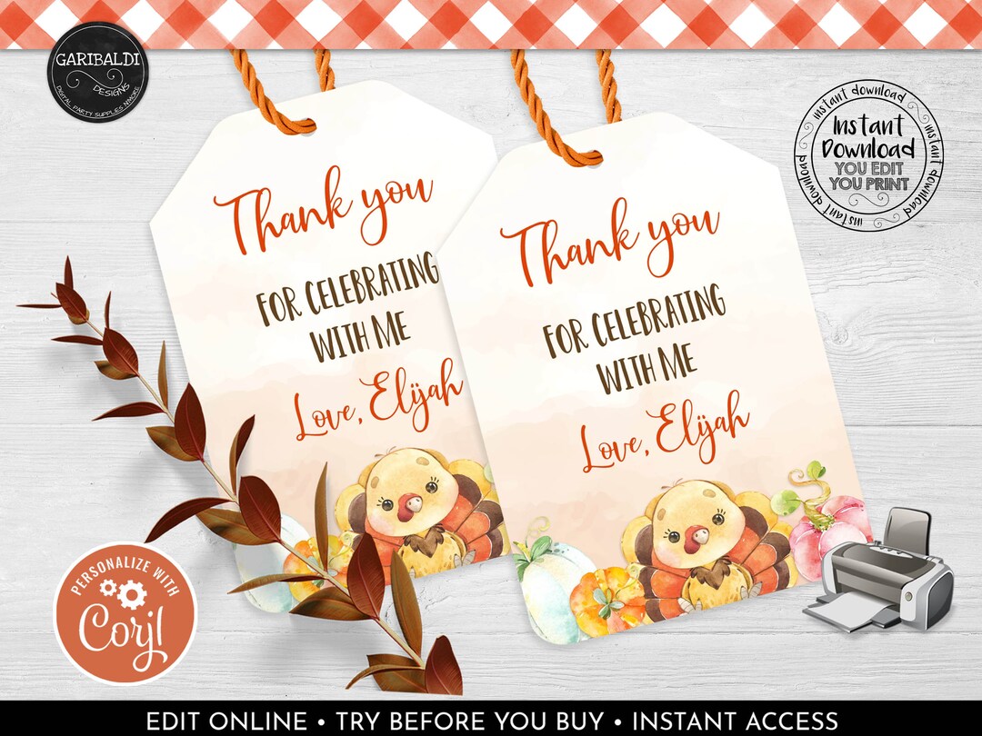 Editable Little Turkey Gift Tags Thanksgiving Tags Printable Turkey ...