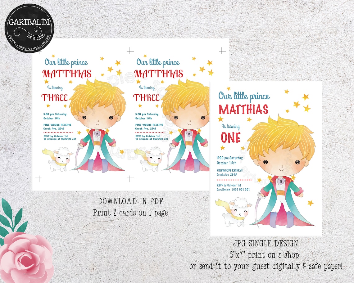Editable Little Prince Invitation the Little Prince Printable - Etsy
