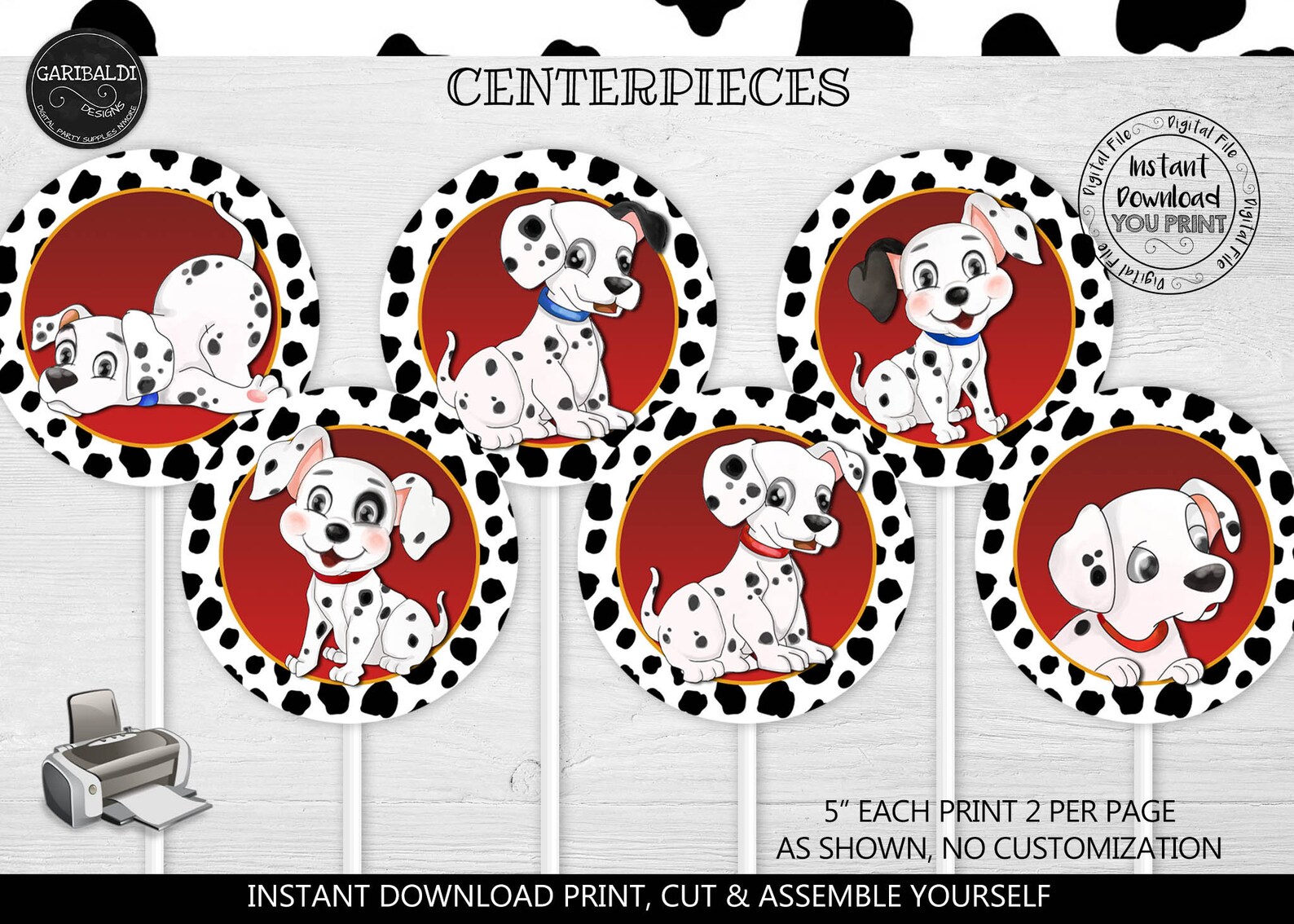 Instant Download Dalmatians Centerpieces Printable Dalmatians ...