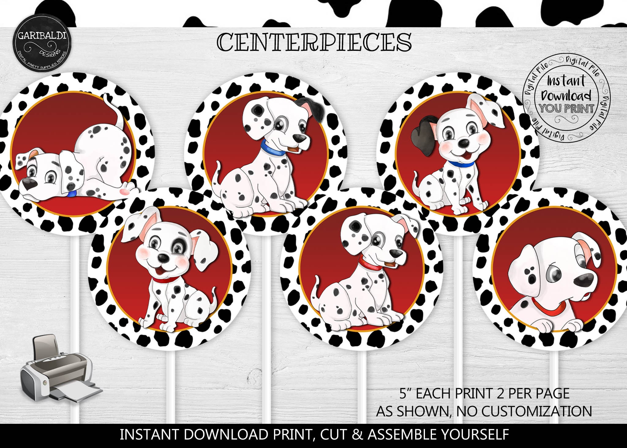 Instant Download Dalmatians Centerpieces Printable Dalmatians ...